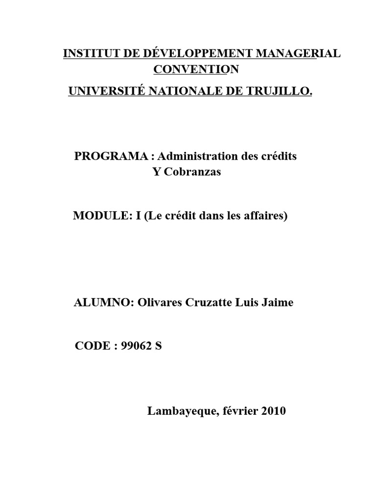 Guide sur le crédit et recouvrement en entreprise | PDF | Crédit ...