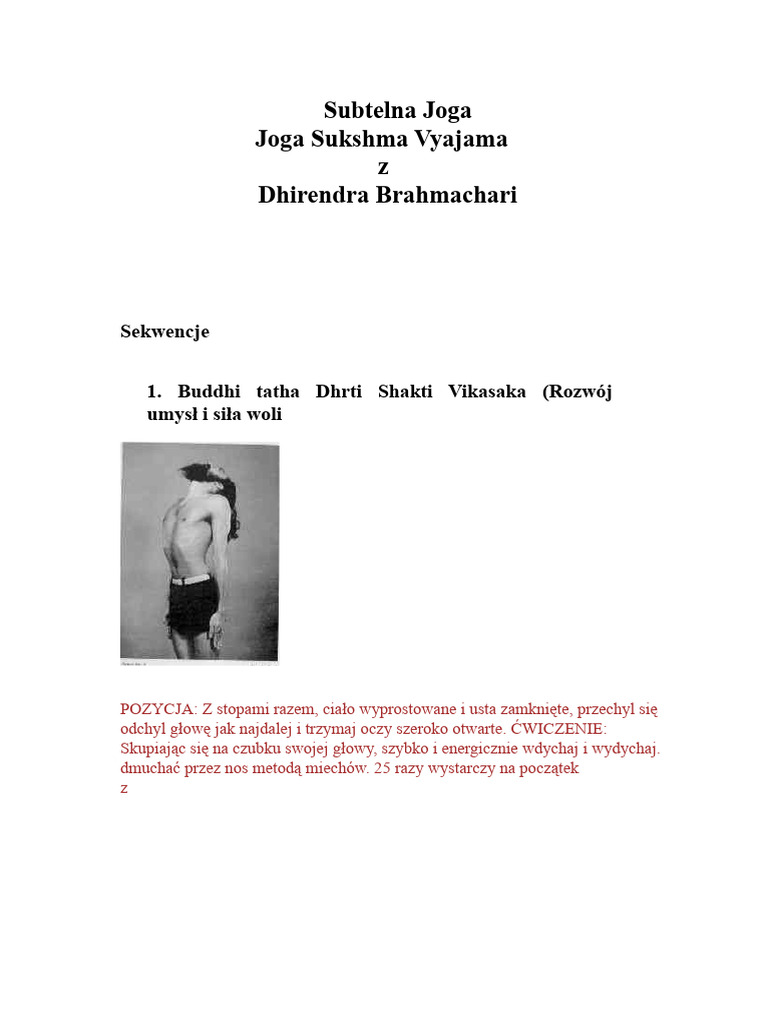 Dhirendra Brahmachari Sukshma Vyayama Subtelna Joga | PDF