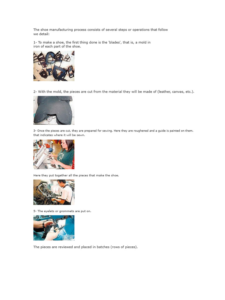 The Shoe Manufacturing Process Consists of Several Steps or Operations ...