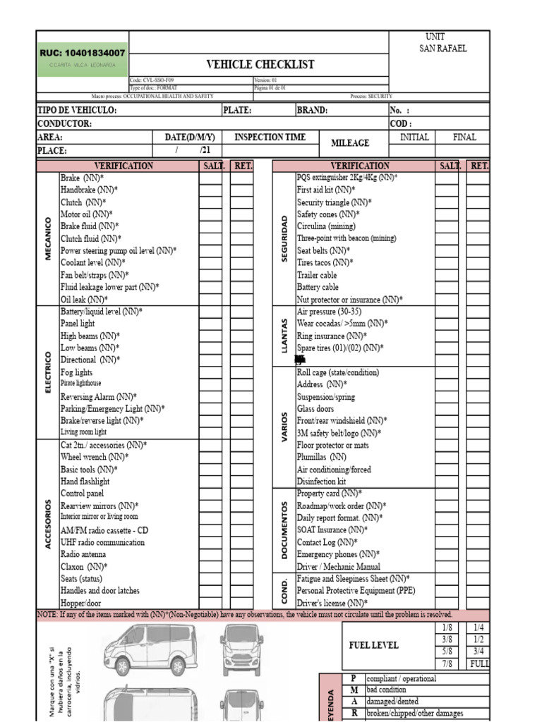 4 Format-CHECK LIST VEHICLE v1 PDF | PDF | Vehicles | Car Body Styles