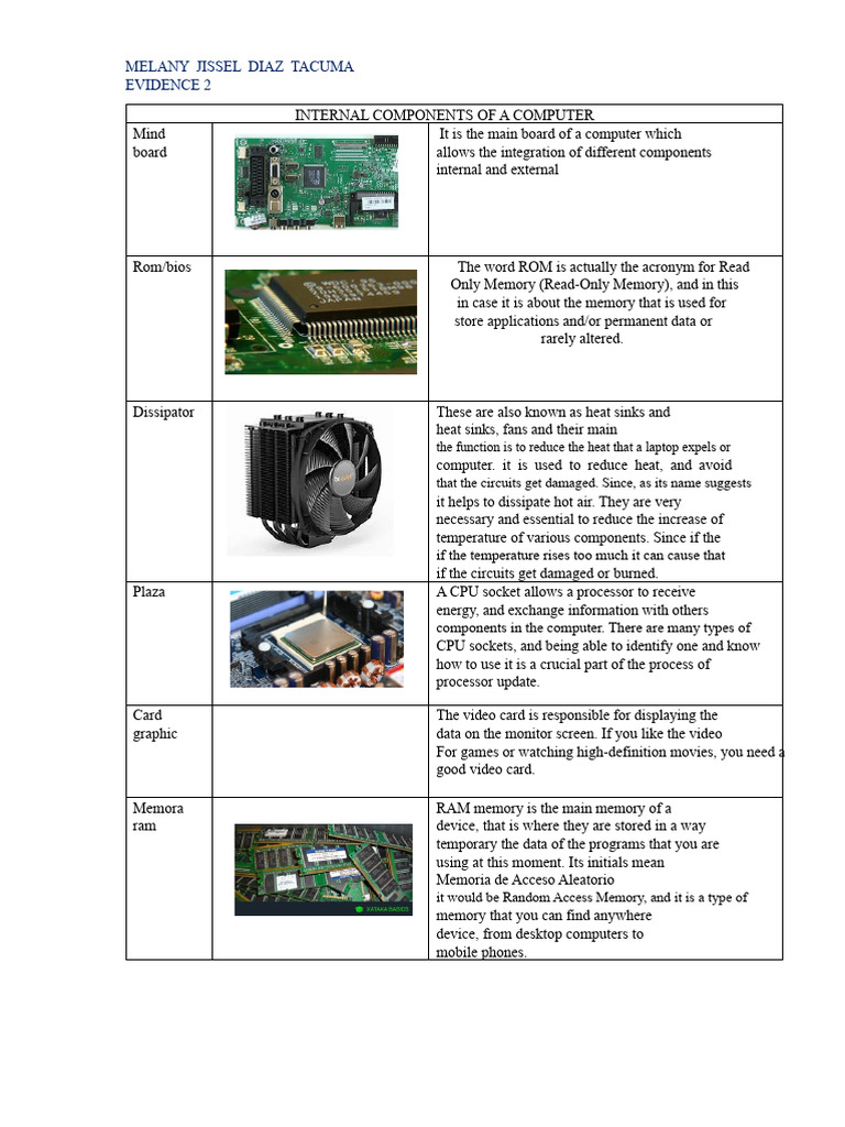 INTERNAL COMPONENTS OF A COMPUTER | PDF | Databases | Relational Database