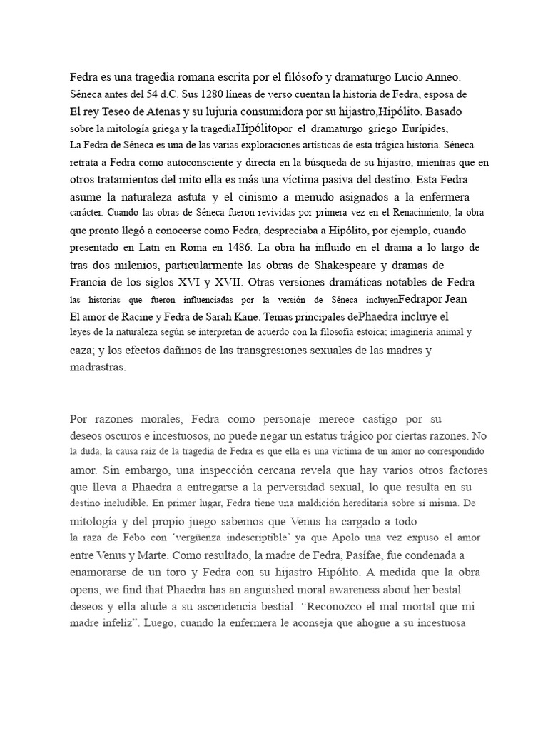 Fedra | PDF | Séneca El Joven | Tragedia