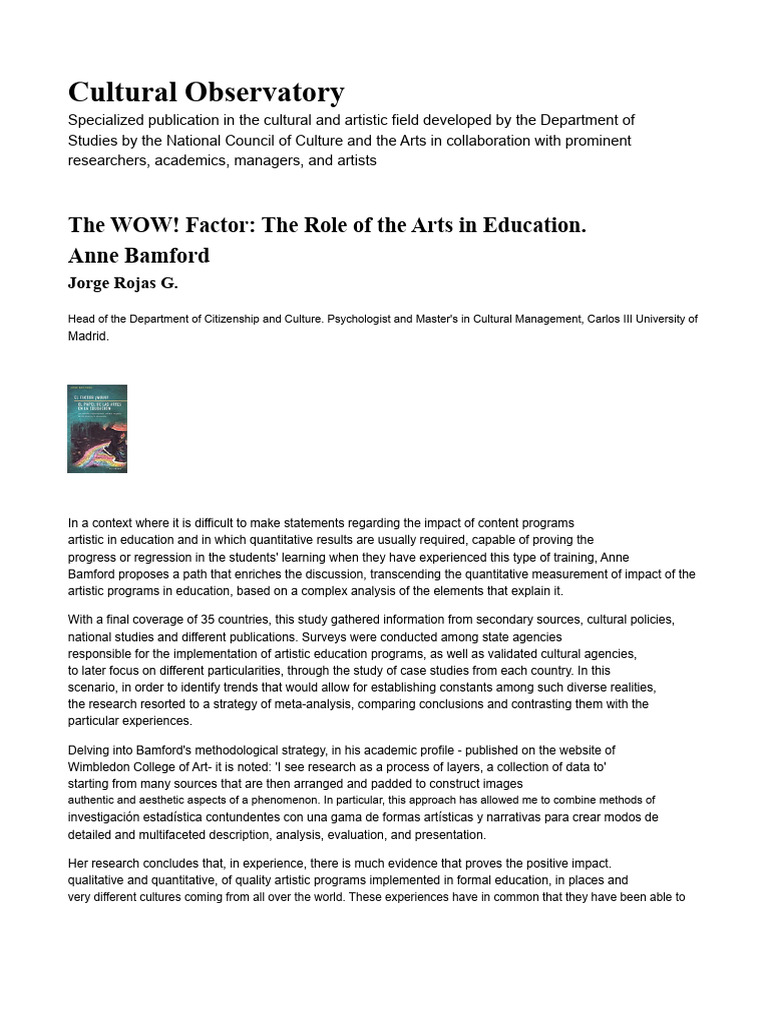 The WUAU Factor The Role of The Arts in Education - Anne Bamford | PDF ...