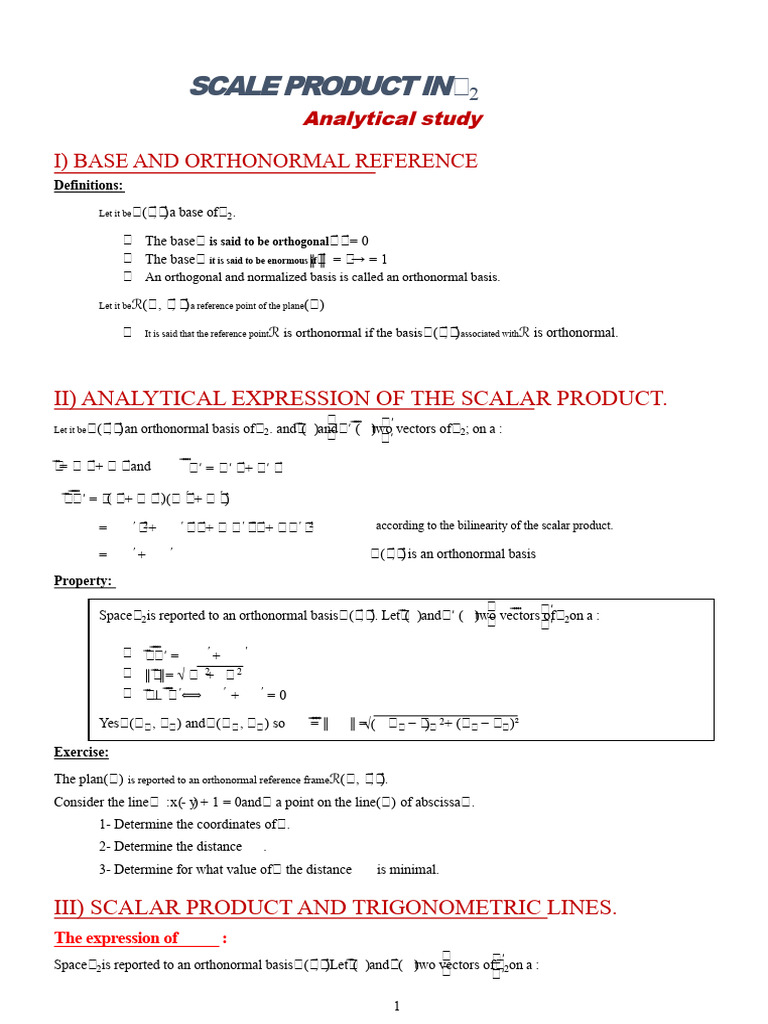 Scalar Product and Orthonormal Basis Analysis | PDF | Basis (Linear ...