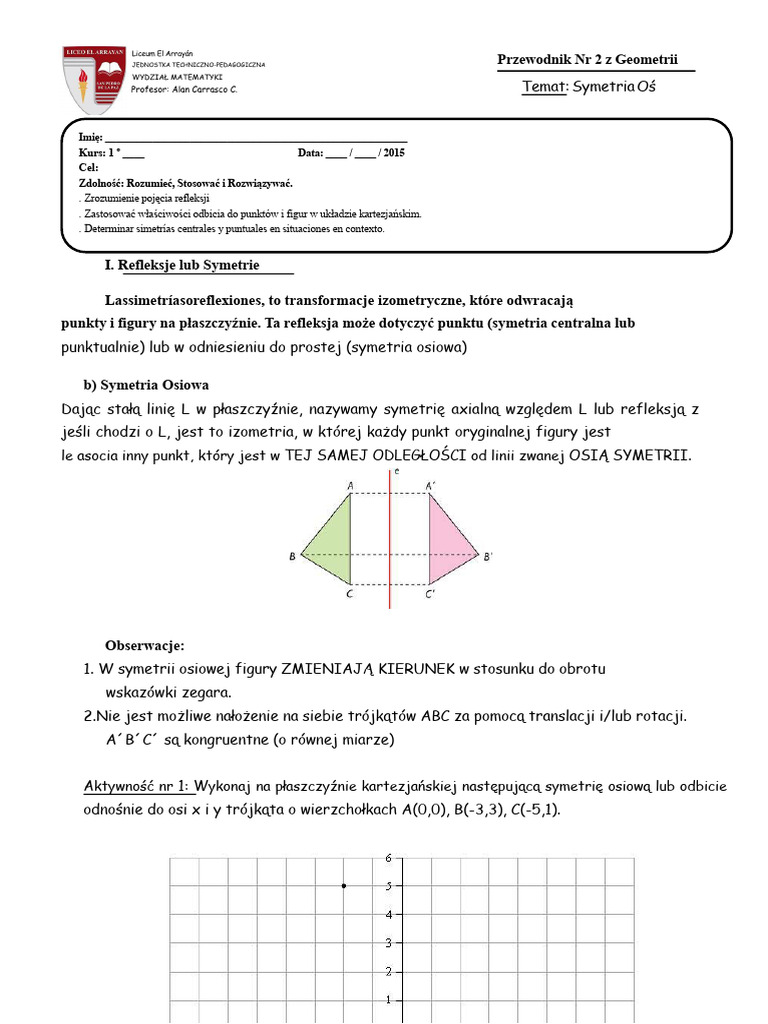 Przewodnik NR 2 - Symetria Osiowa Lub Odbicie | PDF