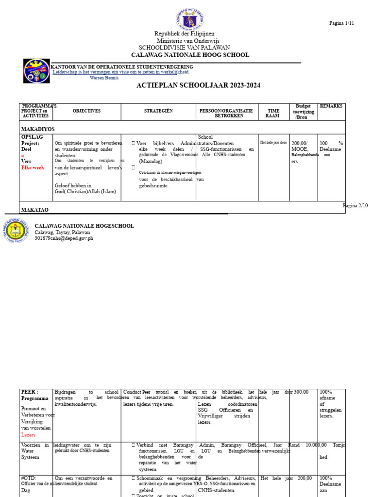 SSG 2023-2024 ACTIEPLAN - Kopie | PDF
