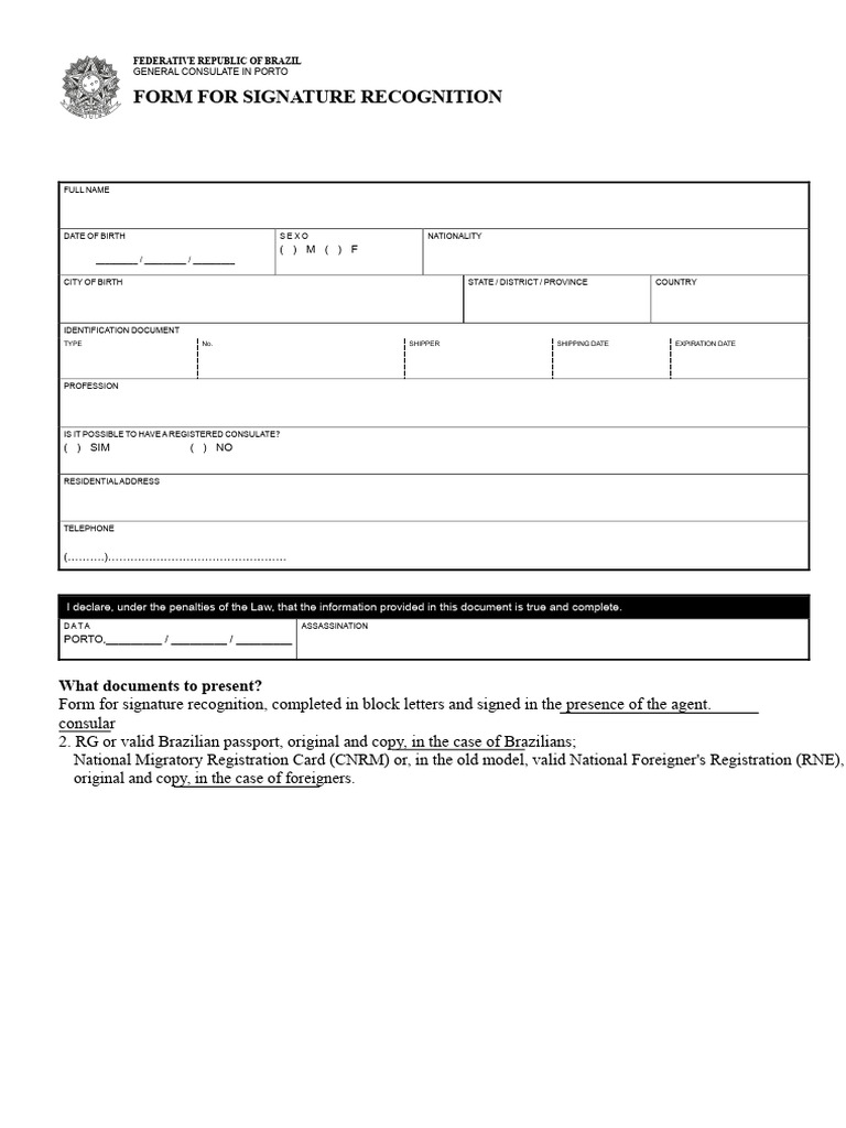 Signature Recognition Form | PDF