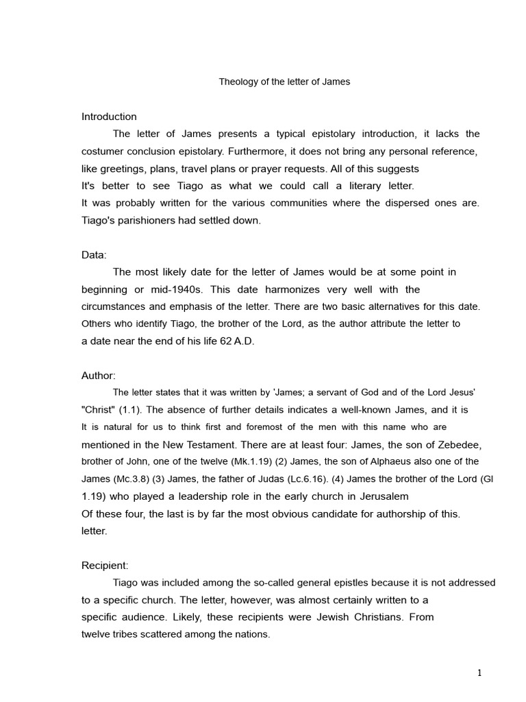 Theology of the Letter of James | PDF | Epistle Of James | Covenant ...