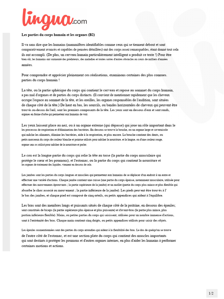 Parties du corps humain expliquées | PDF | Jambe humaine | Pied