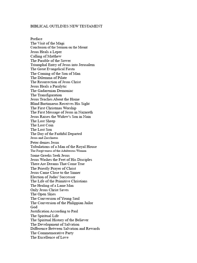 Biblical Outlines New Testament I | PDF | Jesus | Gospel Of Matthew
