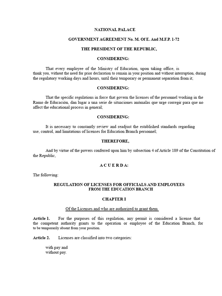 Government Agreement 1-72 | PDF | License | Justice