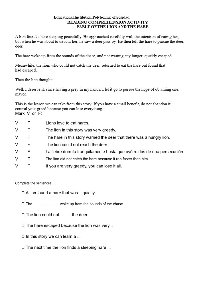 The Lion And The Hare Pdf