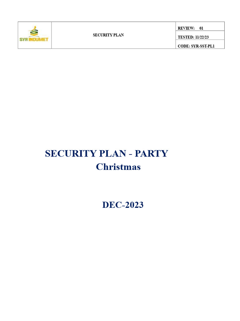 9 - Security Plan - Christmas Party | PDF | Occupational Safety And ...