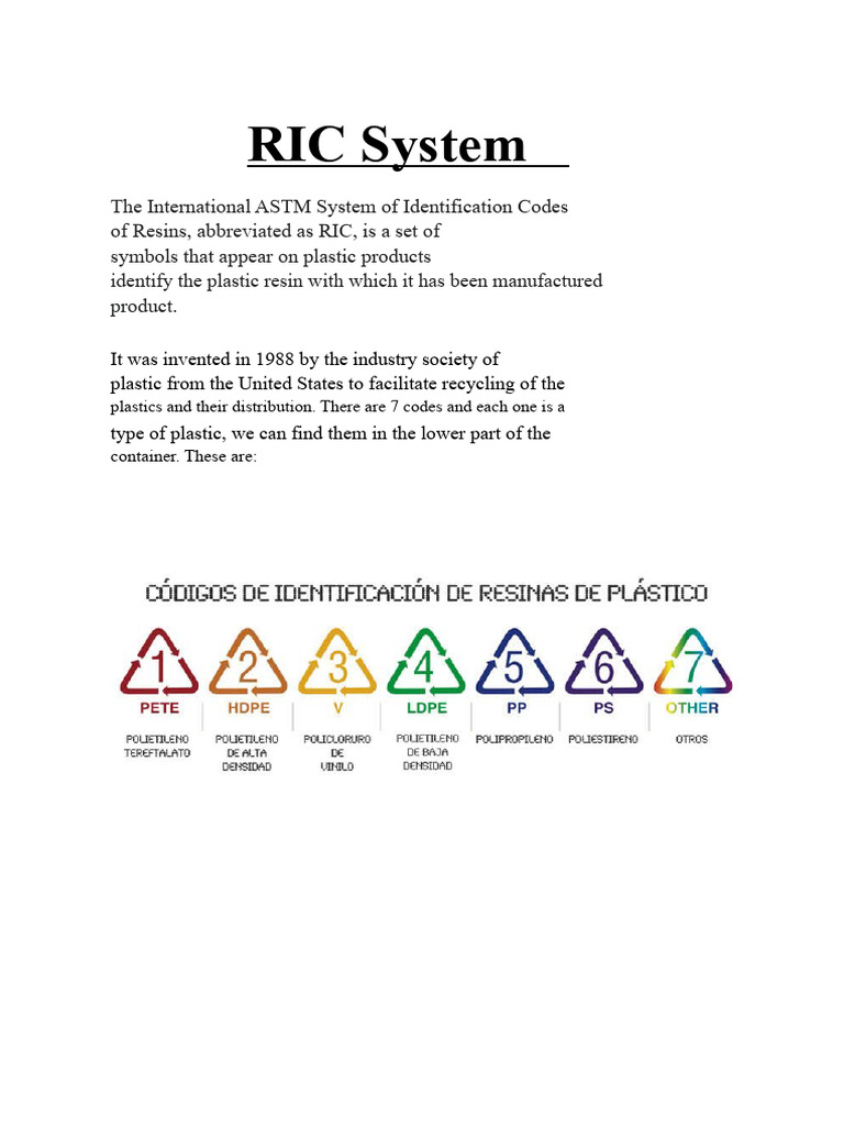 RIC recycling system | PDF | Plastic | Recycling