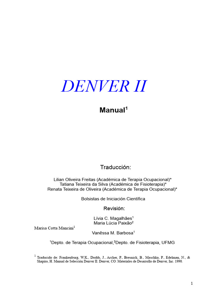 Manual de Prueba Denver II: Administración y Materiales | PDF