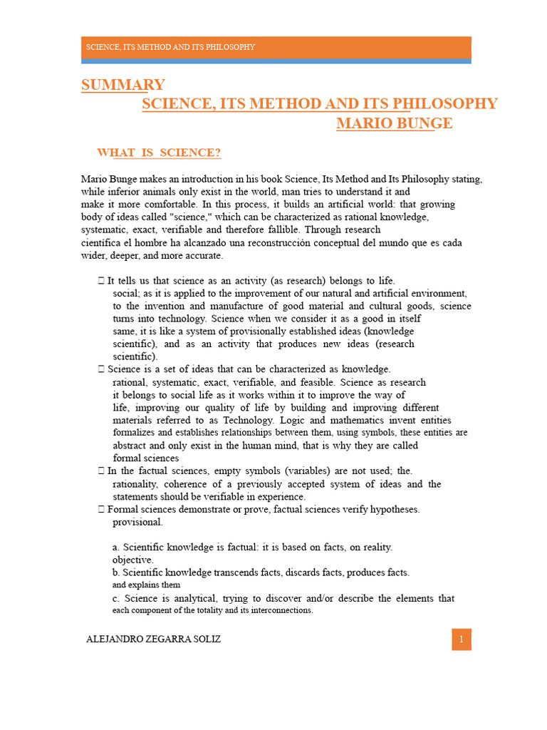 Summary of Science, Its Method and Its Philosophy | PDF | Scientific ...