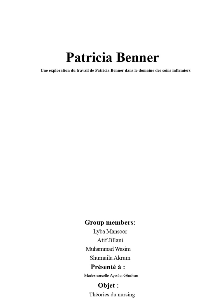 Patricia Benner : Modèle Novice à Expert | PDF | Allaitement | Cognition