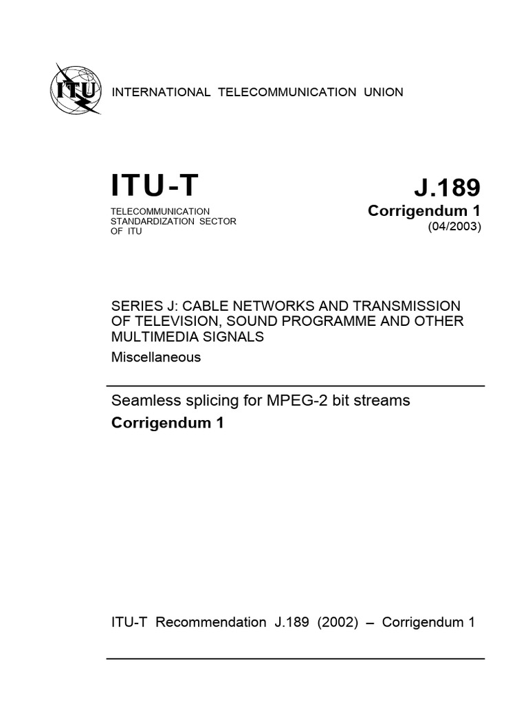 T REC J.189 200304 I!Cor1!PDF E | PDF | Itu T | Computing