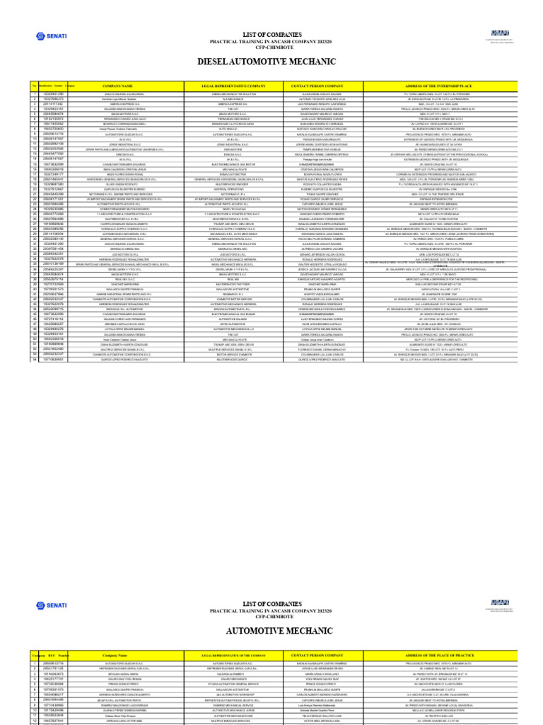 List of Fpe Companies - Cfp Chimbote 202320 (2) | PDF