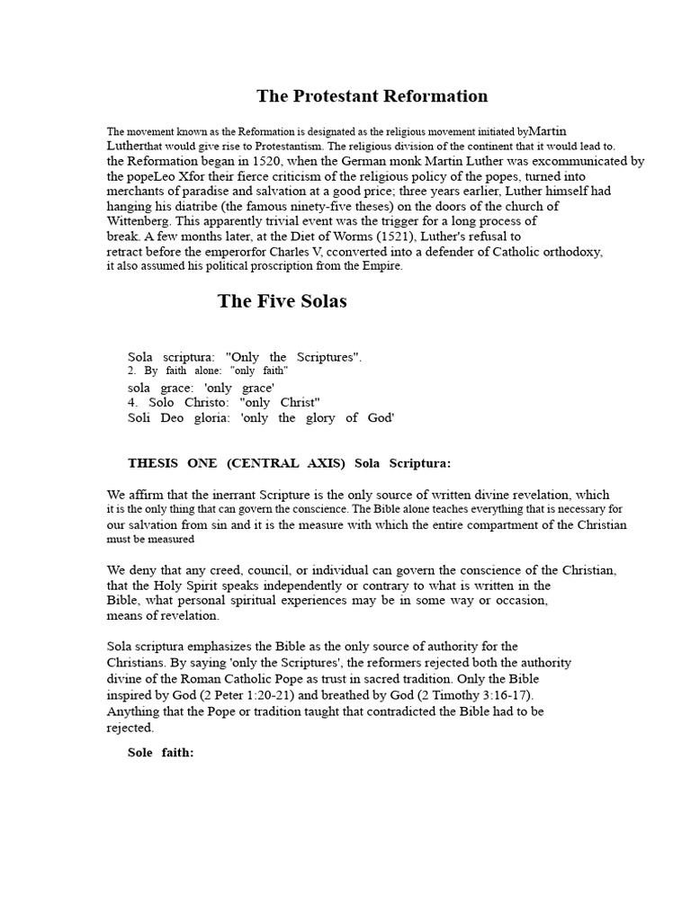 5 SOLAS OF THE REFORMATION | PDF | Justification (Theology) | Sola Fide