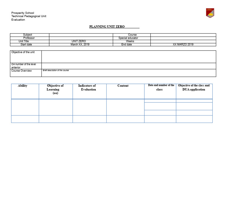 Unit Planning MODEL UNIT ZERO | PDF