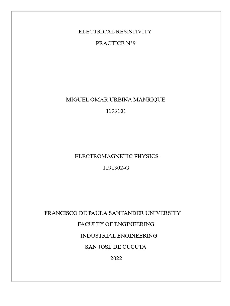 ELECTRICAL RESISTIVITY - report | PDF | Electrical Resistivity And ...