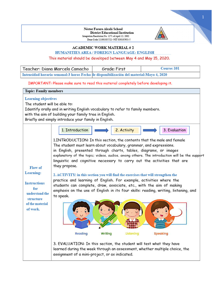 ENGLISH FIRST GRADE | PDF | Vocabulary | Reading Comprehension