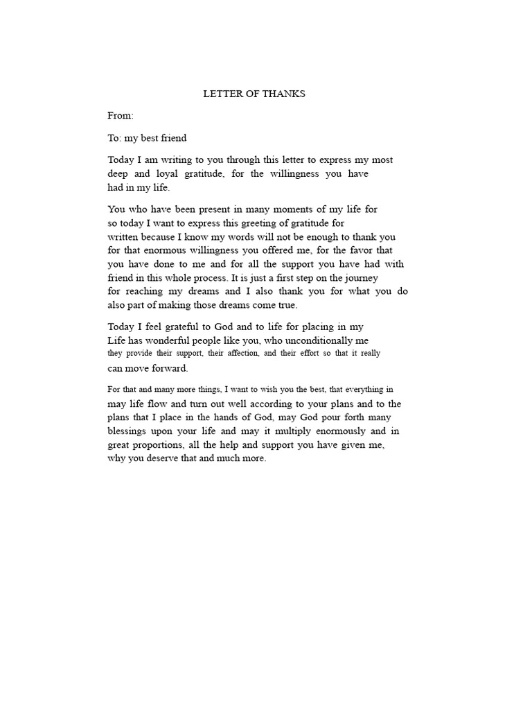 Letter of Thanks | PDF