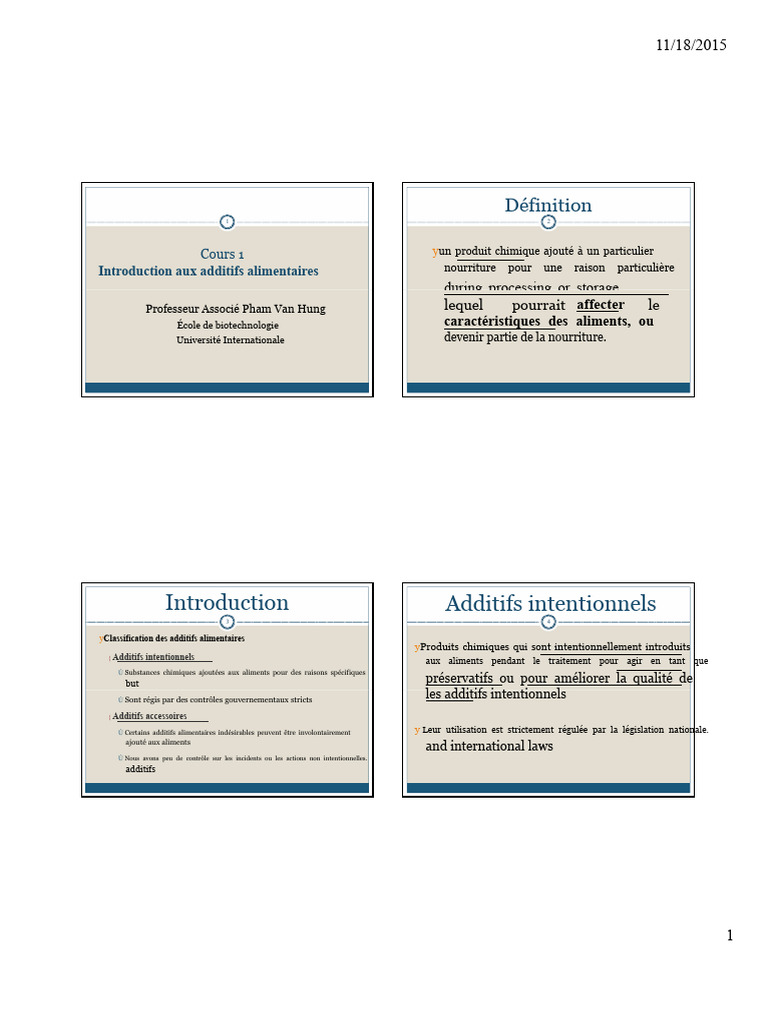 Introduction aux additifs alimentaires | PDF | Nourritures | Chimie