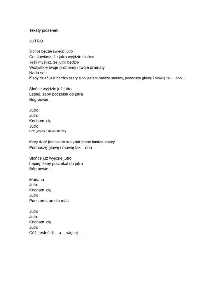 Teksty Piosenek Annie | PDF