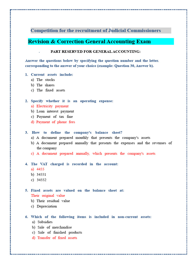 Revision and correction for the general accounting competition | PDF ...