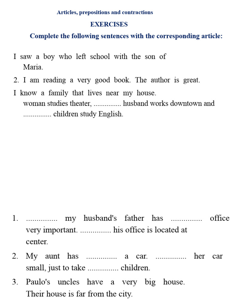 Exercises With Contractions and Prepositions Updated 2 | PDF | Brazil