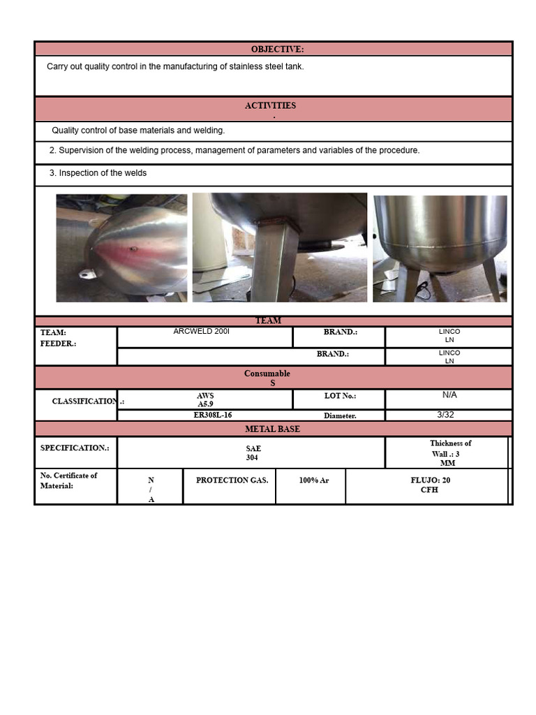 Stainless Steel Tank Quality Control Guide | PDF | Welding | Construction