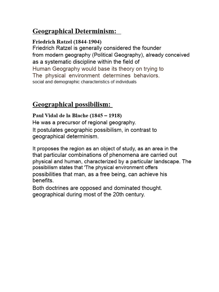 Geographic Determinism Vs Possibilism | PDF