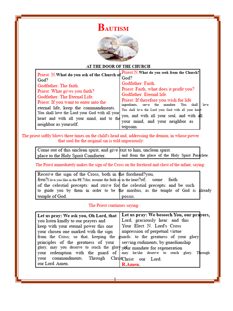 Baptism Ceremony Script and Prayers | PDF | Baptism | Godparent