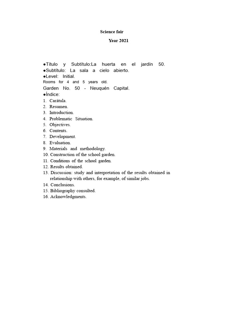 POSSIBLE PROJECT REPORT - SCIENCE FAIR - GARDEN. | PDF | Thought ...