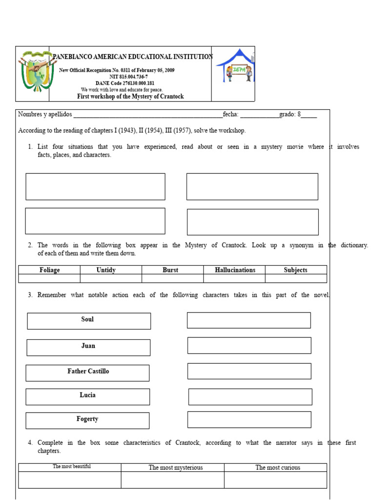 first workshop of the mystery of Crantock | PDF