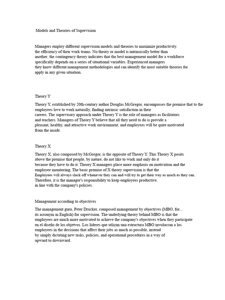 Supervision Models and Theories Explained | PDF | Industrial ...