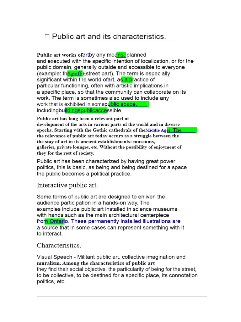 Public Art and Its Characteristics | PDF