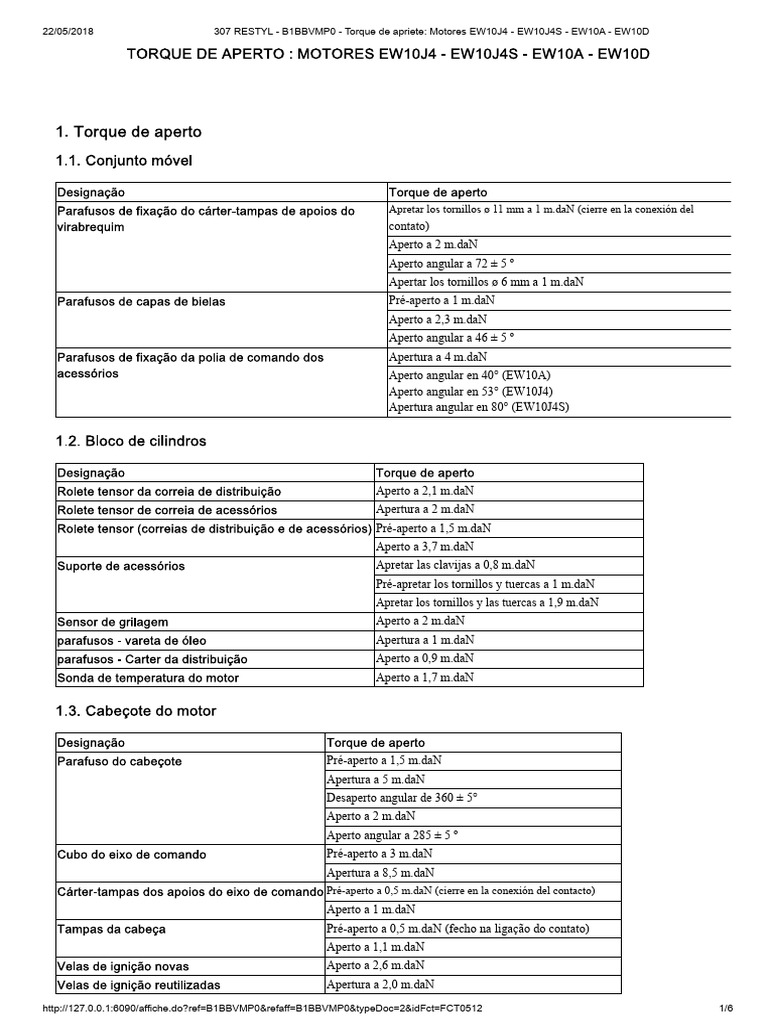 Par de Apriete - Motores EW10J4 - EW10J4S - EW10 - 240427 - 143222 | PDF