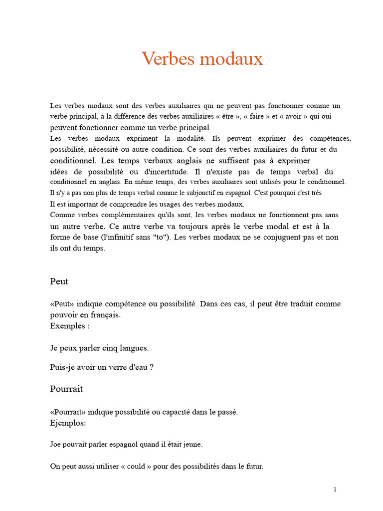 Comprendre les verbes modaux en anglais | PDF | Verbe | Syntaxe