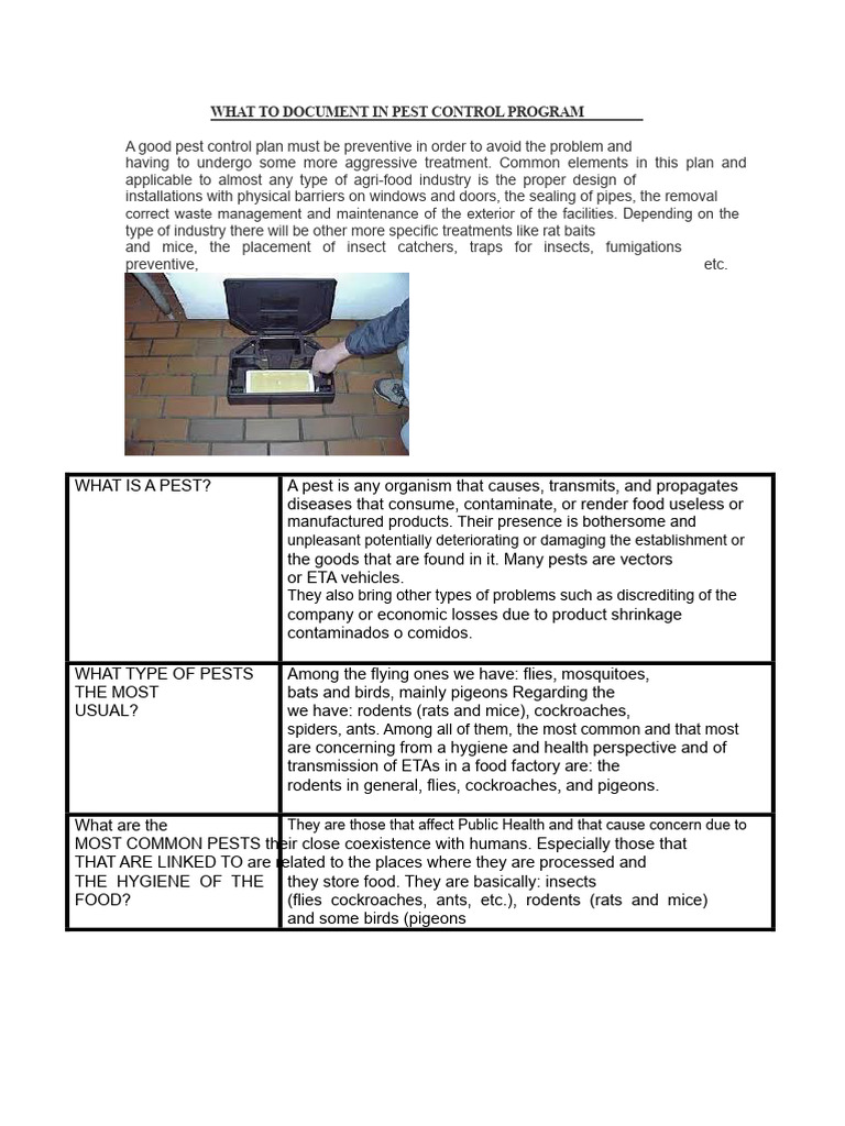 What to Document in Pest Control Program | PDF | Pest Control | Pest ...