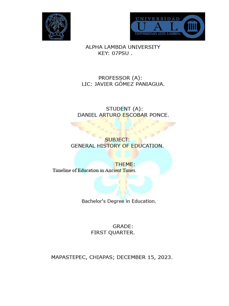 Timeline of Education in Ancient Times | PDF