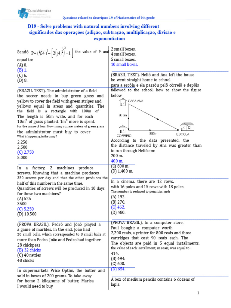 Descriptor 19 - Mathematics 9th Grade | PDF | Compact Disc | Multiple ...