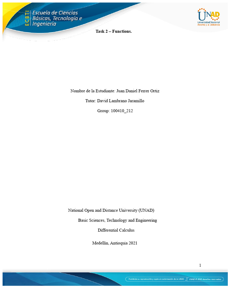 Daniel Ferrer Ortiz_Task_2 Functions. | PDF | Function (Mathematics ...
