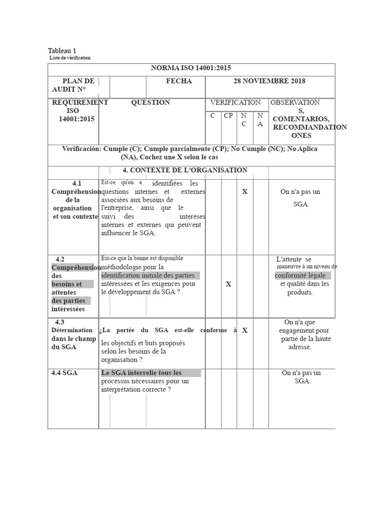 Vérification ISO 14001:2015 SGA | PDF | Audit | Environnement naturel