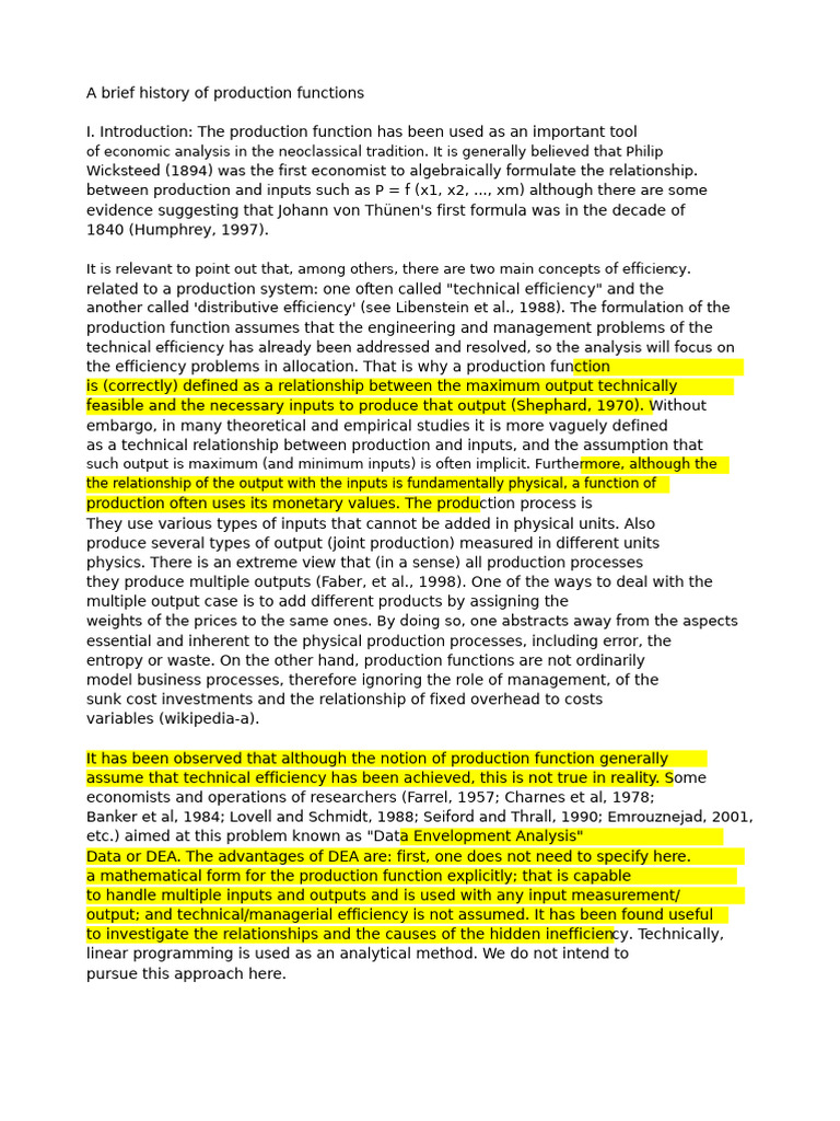 A Brief History of Production Functions | PDF | Production Function ...