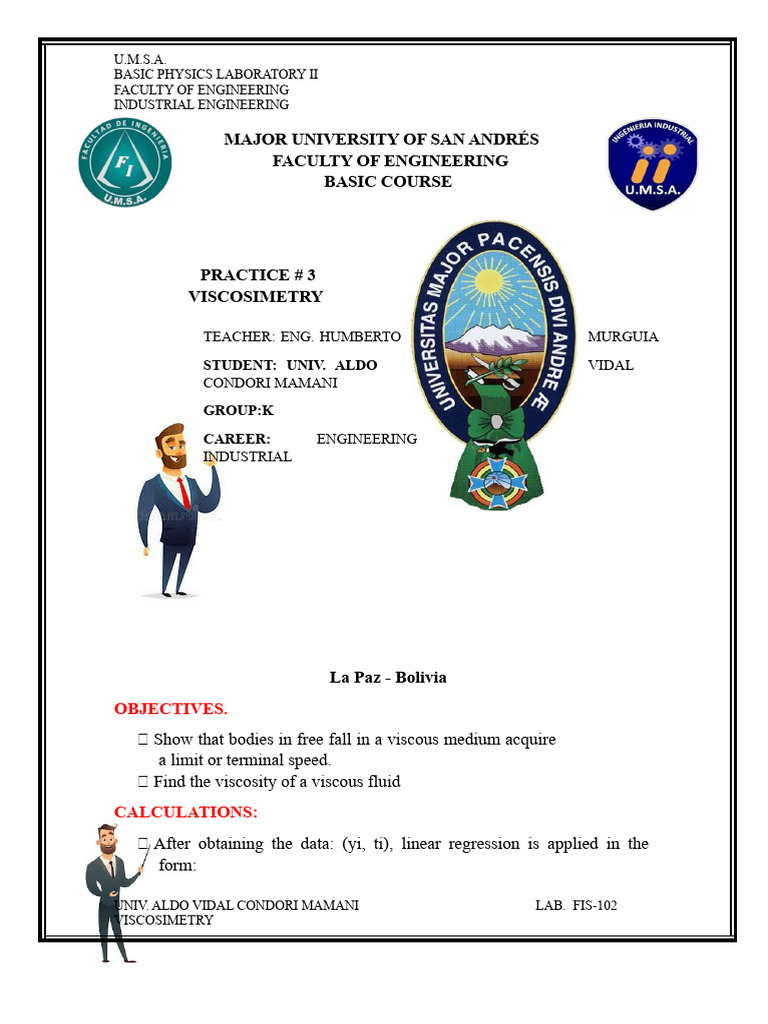 LAB. 3 VISCOSIMETRY FIS- 102 | PDF | Viscosity | Reynolds Number