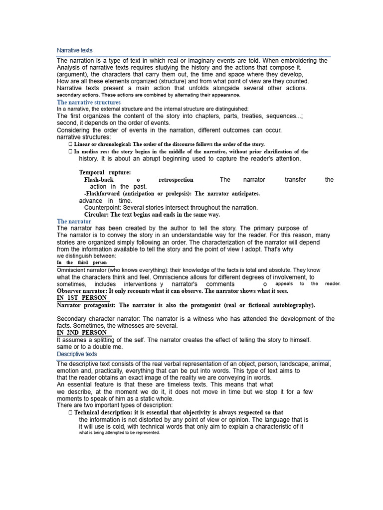 Descriptive Narrative Expository and Argumentative Texts | PDF ...