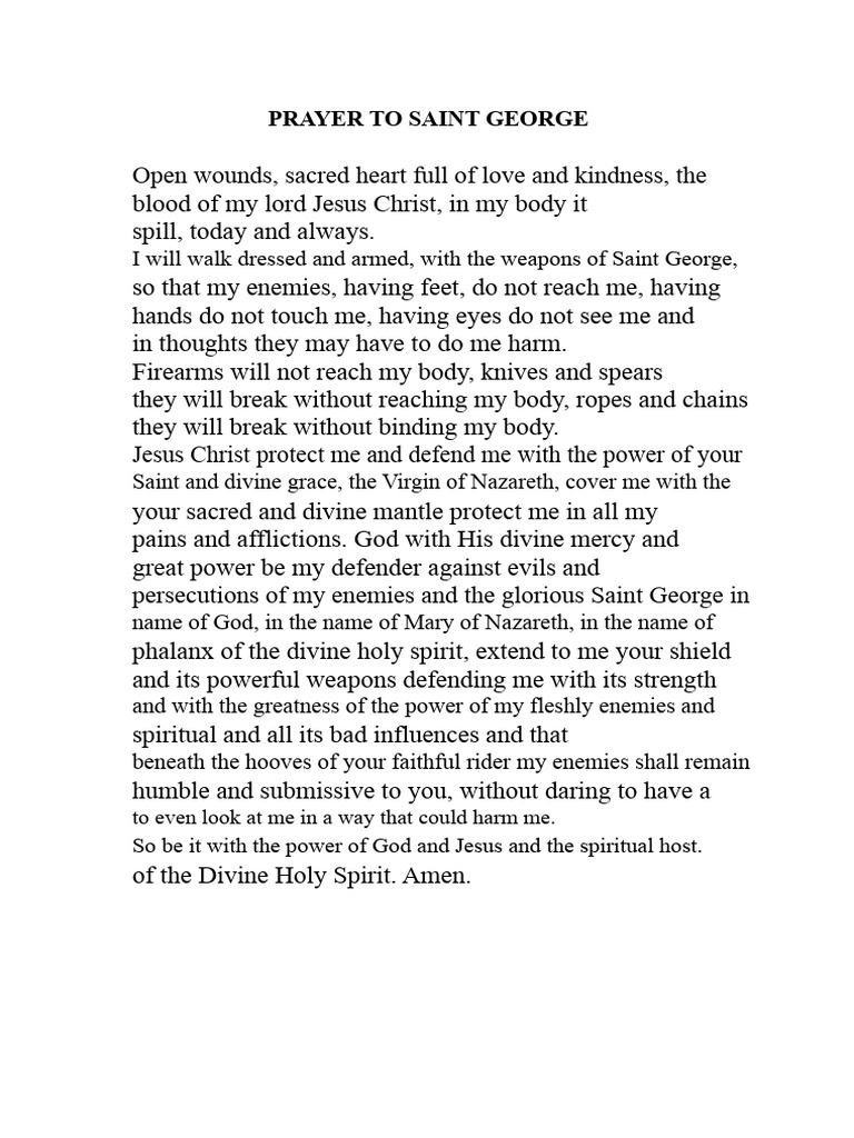 PRAYER TO SAINT GEORGE Great | PDF | Mary, Mother Of Jesus | Jesus